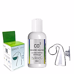 Glass CO2 Drop Checker – CO2 Monitor Kit for Aquarium Tank – Functional and Reliable – Transparent Drop Checker, 4dkh/pH Reagent Solution and Suction Cup