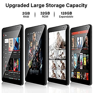 NORTH BISON Android Tablet 7 inch, Android 11 Tablet, 2GB RAM 32GB ROM, Quad-Core Processor, Dual Camera, WiFi, Bluetooth, 128GB Expand, GMS Certified-Silver