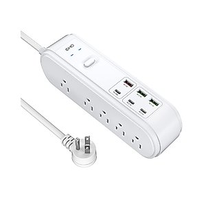PD 20W Surge Protector, 10 Outlets and 3 USB C&3 USB A Ports, 6ft Extension Cord, Overload Protection, Desktop High-Speed Charging Station Power Bar for iPhone 14, 1875W/15A, 4500J