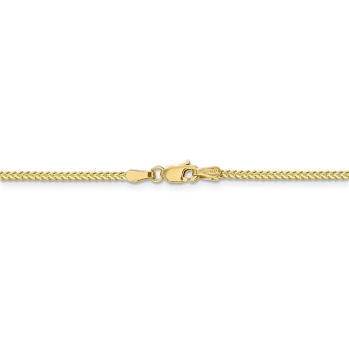 Solid 10k Yellow Gold 1.3mm Franco Bracelet - with Secure Lobster Lock Clasp 8"