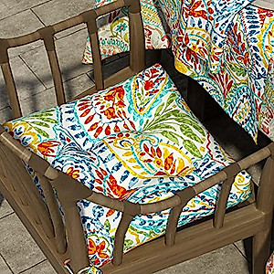 LVTXIII Indoor/Outdoor Square Tufted Wicker Seat Cushions Pack of 2, Patio Decorative Thick Chair Pads Seat Cushions Set for Patio Garden Home, 19”x19”x5”, Paisley Multi