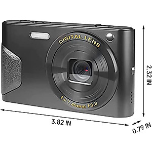 Digital Camera 18MP 2.7-Inch LCD Screen 8X Digital Zoom FHD 1080P Digital Camera Compact Camera Students Boys Girls Gift Support Connect to Computer Print (Black)