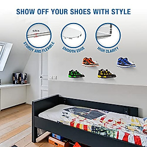 Import Nomad Unbound Shoe Shelves for Wall Floating Shelves (6 Pack) - Clear Floating Shoe Display Shoe Shelves for Wall - Two Install Methods, Durable & Strong.
