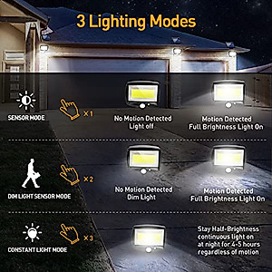 Eyesgood Solar Outdoor Lights Waterproof 2 Pack LED Solar Powered Flood Lights with Motion Sensor Dusk to Dawn Outdoor Lighting with 16.4Ft Cable for Outside Yard Porch Garden Patio Path