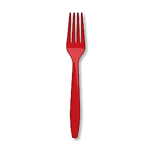 Creative Converting Touch of Color Premium 24 Count Plastic Forks, Classic Red