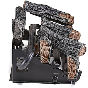 Duluth Forge DLS-N22T Natural Gas Ventless Fireplace Logs Set with Thermostat, Use with Natural Gas, 32000 BTU, Heats up to 1100 Sq. Ft, Winter Oak, 22 Inches