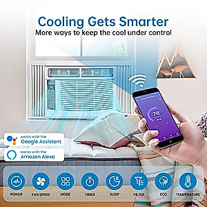 Acekool 6000 BTU Smart Air Conditioner Window Unit, 110-115V Window AC Unit with Remote/App Control and Dehumidify Function, Energy Savings, Quiet Operation, Cools 250 Sq.ft