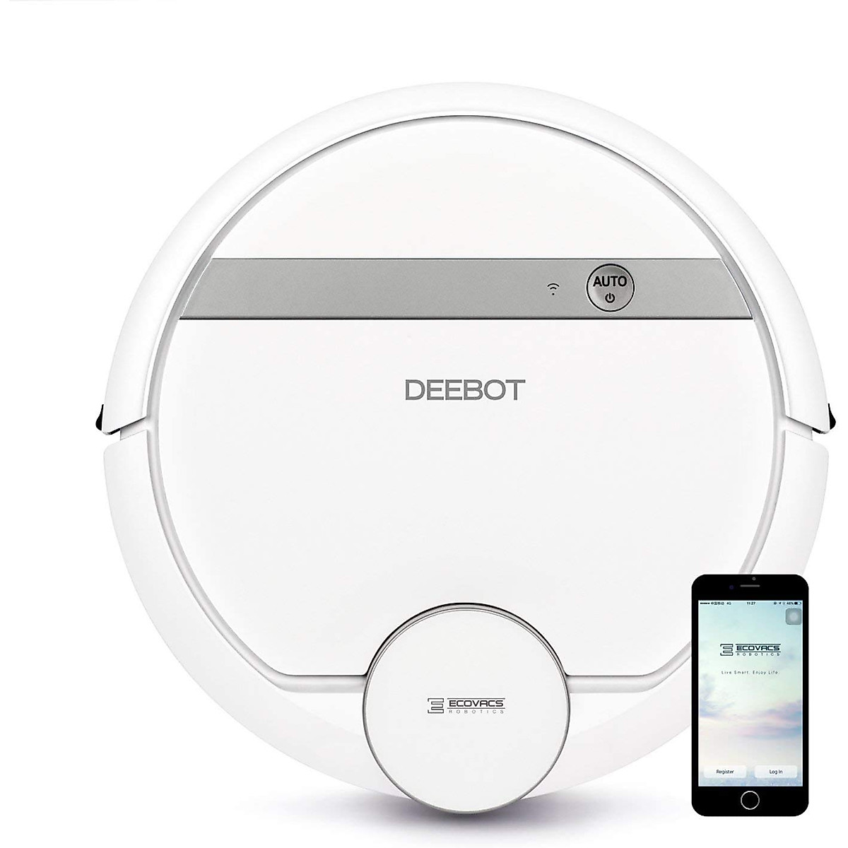 Ecovacs Deebot 907 Smart Robotic Vacuum, Carpet, Bare Floors, Pet Hair + Mapping Technology, High Suction Power, WiFi, Compatible with Alexa and Google Assistant (Renewed)