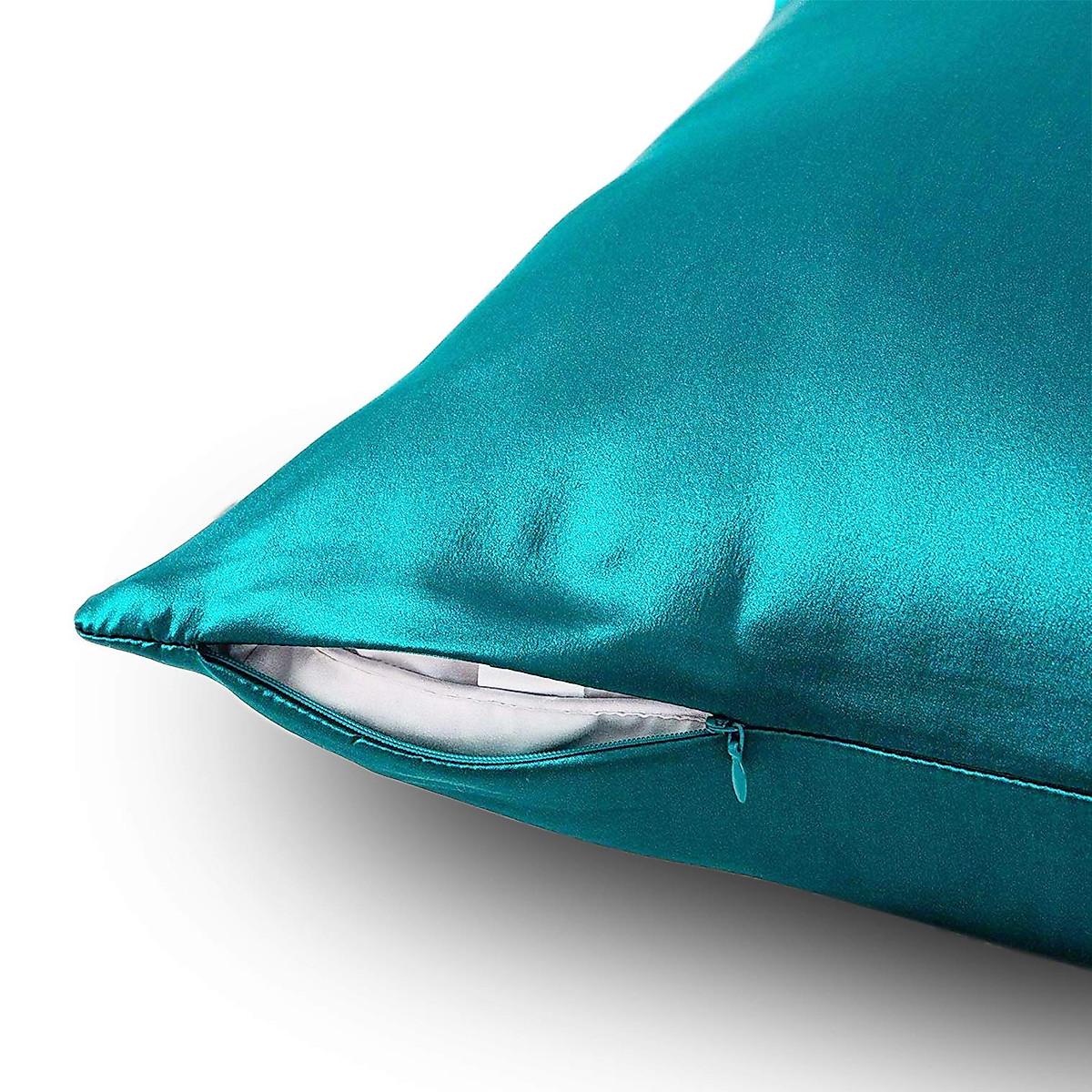 Hodeco Nature Silk Pillowcase 14x20 Double Sides 100% Mulberry Silk 19 Momme Thick Silk Pillow Cover for Bed Pillow Sham Cover Toddler Size 36x51cm Silk Pillowcase, Peacock Blue 1 Piece