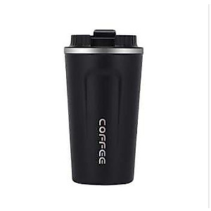 Hot Travel Mug Vacuum Insulated Coffee Mug with Leak Proof Screw Lid Coffee Cup Keep Warm or Cold for Coffee or Tea Drinks 13.5oz/400ml(Black)