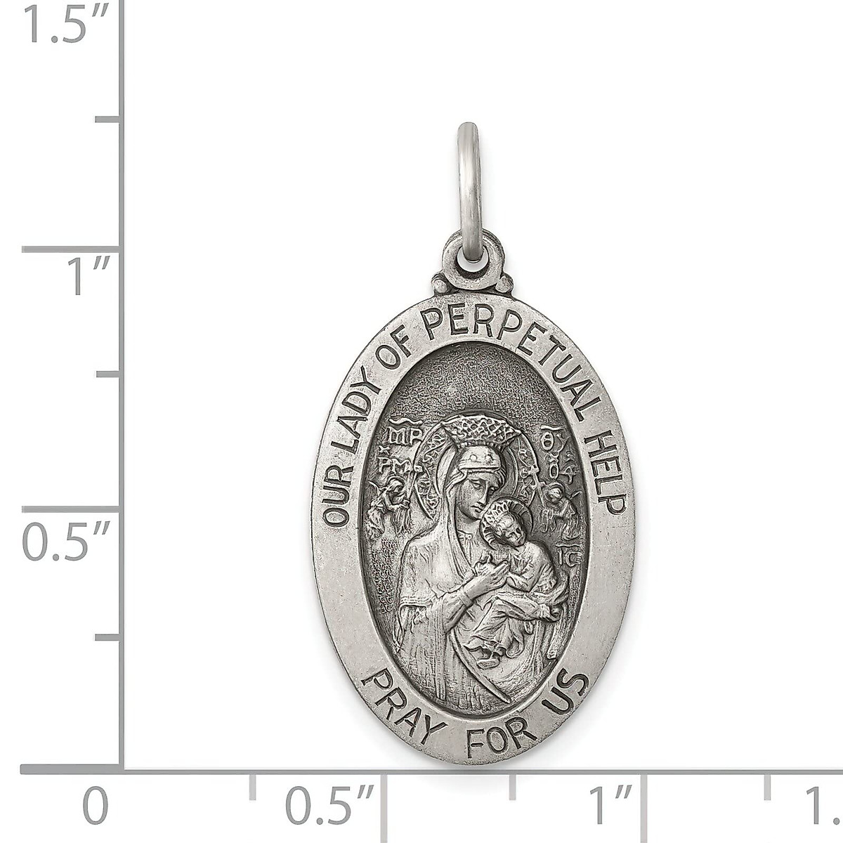 FindingKing Sterling Silver Our Lady of Perpetual Help Medal