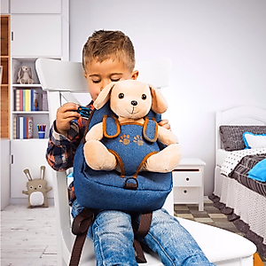 Cute Dog Toy Toddler Backpack with Leash – Kids Stuffed Animal Toy Backpack for Boy Girl – Kids Backpacks for Boys and Girls 2 3 4 5 Years Old with Plush Toy (Puppy)