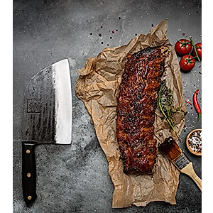 COOLINA PROMAJA Cleaver Knife for Meat Cutting & Vegetable | Carbon Steel Sharp Chef Knife for Kitchen or Outdoor Cooking | Best for Chopping, Slicing, Cutting