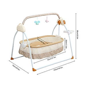 TFCFL Electric Baby Crib Cradle, 0-18 MonthsInfant Bed Auto Swing with Remote Control & Music, 25KG/55LBS Capacity, Foldable Baby Bassinet, Khaki