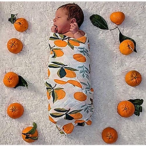 Baby Muslin Swaddle Blankets Soft Neutral Cotton Blend Receiving Blanket Bathing Towel Boy Girl Unisex Toddler Infant Newborn 47 X 47 Inches (Orange)