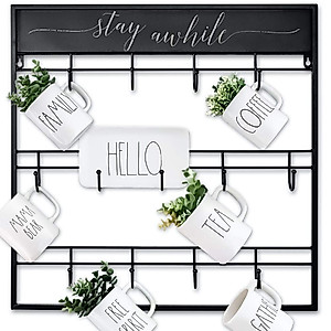 Qiang Ni Coffee Mug Holder - Wall-Mounted Cup Rack Hanger with Organizer Your Coffee Bar