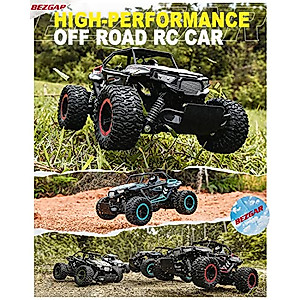 BEZGAR TB142 RC Cars-1:14 Scale Remote Control Car, 2WD High Speed 20 Km/h All Terrains Electric Toy Off Road RC Vehicle Truck Crawler with Two Rechargeable Batteries for Boys Kids and Adults-Green
