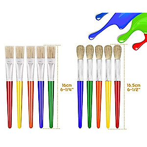 10Pcs Paint Brushes for Kids, Anezus Kids Paint Brushes Toddler Large Chubby Paint Brushes Round and Flat Preschool Paint Brushes for Washable Paint Acrylic Paint