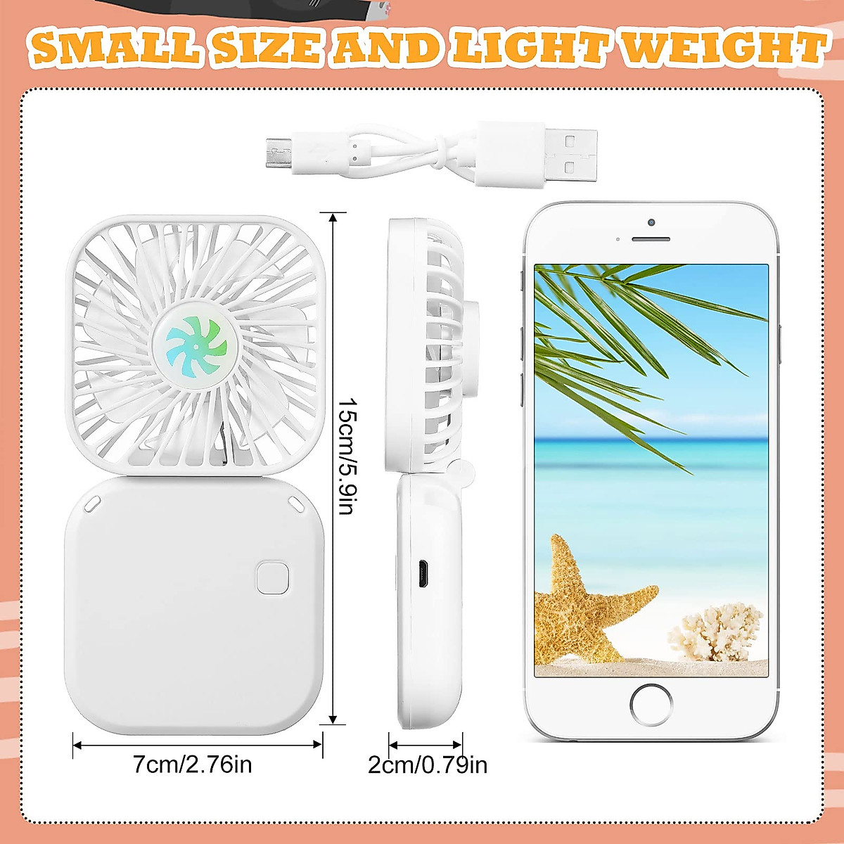 Hortsun 24 Pcs Necklace Fans Portable Neck Fan USB Rechargeable Battery 3 Speed Air Circulatory Handheld Fan for Cooling Small Personal Hand Free Fan Travel Office(Blue, Pink, White)