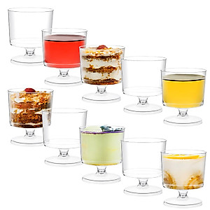Lakesstory 2 oz Wine Plastic Glassess Pack of 10 Small Wine Sampler Glasses Plastic Wine Glasses 2oz Tasting Drinking Glasses Recyclable Tumbler Mini Dessert Cups Appetizer Cups Degustation