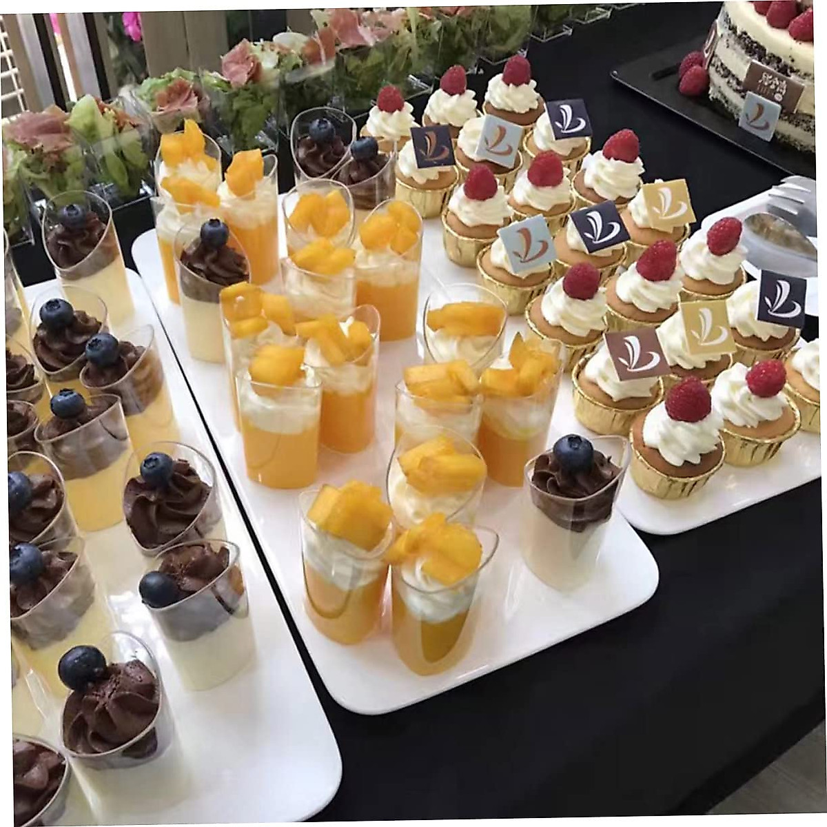 NOLITOY Dessert Cups 10pcs Cheesecake Cups Dessert Cup Plastic Parfait Mousse Cup Wood Bran Mini Mousse Cups Transparent Dessert Cup Bevel Dessert Pots