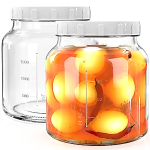 Qianfenie 2 Pack 79 Oz Glass Jars with Lids, 100% Airtight and Leak-proof Half Gallon Mason Jar, Large Mason Jar Wide Mouth for Cold Brew, Kombucha, Nut Milk, Ice Tea, Pickle Eggs, Flour, Sugar