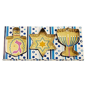 Rite Lite Set of 3 Chanukah Cookie Cutters Sheets - Dreidel, Menorah, Star of David Design, Jewish New Year Holiday Party Favors Hanukkah Hostess Gifts, Goodie Bag Rewards, Cooking Kitchen Accessories
