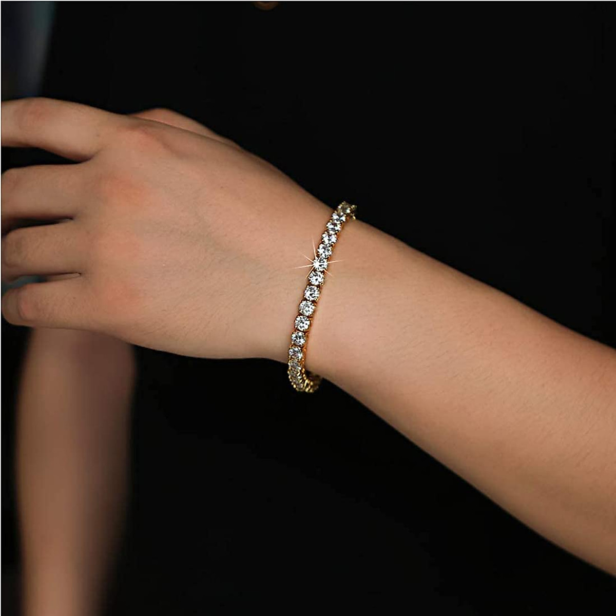 Gemsme 5MM Tennis Bracelets for Women, 18K Gold Plated 5mm Round Gorgeous Cubic Zirconia Tennis Bracelets for Men