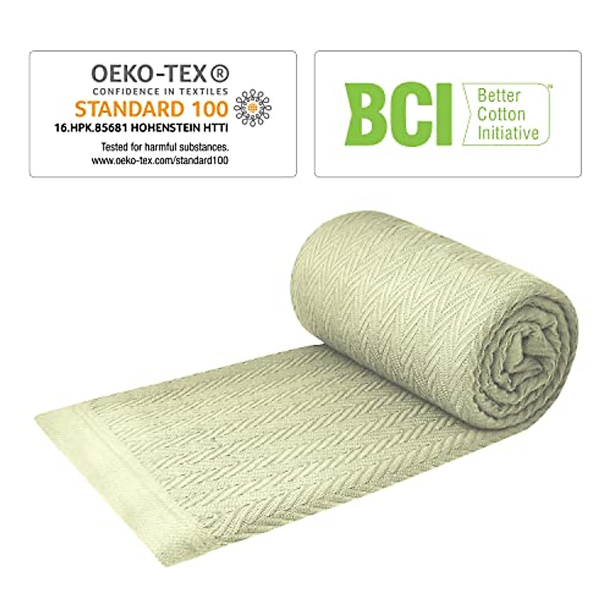 Premium 100% Cotton Blanket – Soft Breathable Thermal Blankets Queen Size for All Season - Queen Blanket for Bed Perfect for Layering - Sage Green