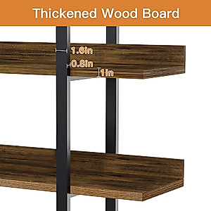 FRAPOW 83Inch Industrial Bookshelf and Bookcase, Double Wide 6 Tier Large Vintage Book Shelf with Metal Frame Open Bookshelves for Living Room Home Office