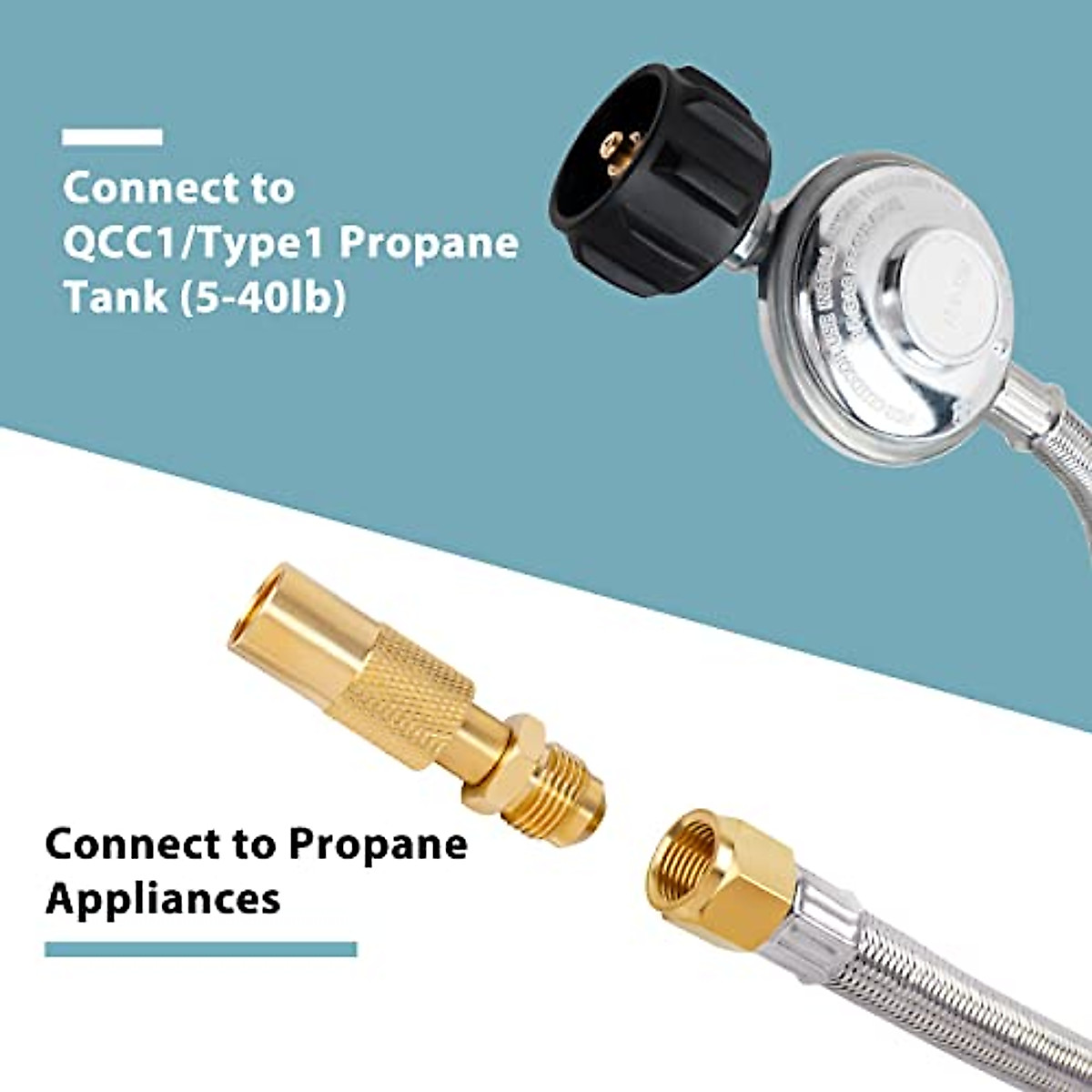 SHINESTAR Propane Adapter Hose with Regulator for Blackstone 17/22-Inch Griddle, Durable Braided Hose, 6-Foot