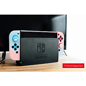 Niclogi Dockable Case for Nintendo Switch, Protective Cover Case Compatible with Nintendo Switch Console and Joy-Con Controller, Separable Hard Cover Case with 2 Thumb Grip Caps(Blue and Pink)