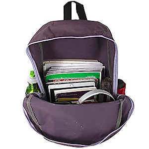 19 Inch School Backpacks with Mesh Side Pockets – Basic Large Solid Color Backpacks for Kids, Men, Women, Travel (Purple/Lilac)