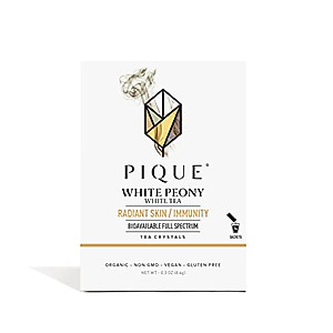 Pique Organic White Peony Tea Crystals - Antioxidants for Radiant Skin, Immune Support, Fujian Chinese Caffeinated Tea - 14 Single Serve Sticks (Pack of 1)