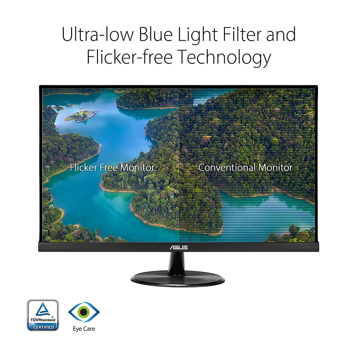 ASUS VP279HE 27” Monitor, 1080P Full HD, 75Hz, IPS, Adaptive-Sync/FreeSync, Eye Care, HDMI VGA, Frameless, Low Blue Light, Flicker Free, VESA Wall Mountable (Renewed)