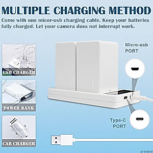2Pcs 13000mAh A-7a XL Extended Rechargeable Battery Pack and LCD Dual Charger for Alro Pro 3 Floodlight Camera, Arlo Pro4 XL/ Pro3 XL/Ultra2 XL/ Ultra XL Camera, P/N: VMA5410 FB1001 VMC4040P CMC5040