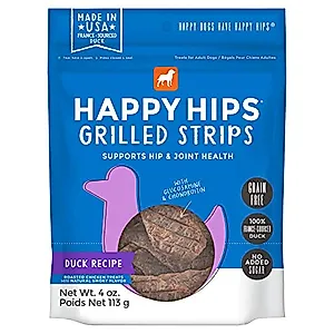 Happy Hips & Joint, Grilled Strips, Grain Free Dog Treats, Glucosamine & Chondroitin, Duck 4oz