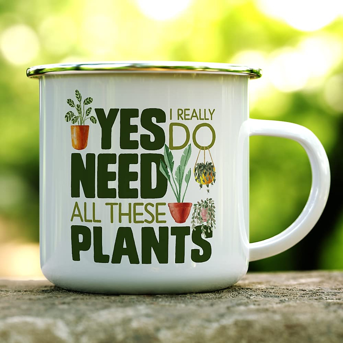 Plant Lover Campfire Coffee Mug, Houseplant Tea Camping Cup, Gardner Landscape Green Thumb Gifts, Yes I Really Do Need All These Plants (12oz)