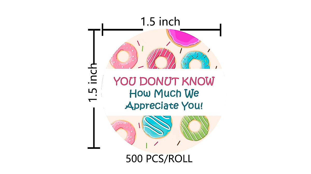 Donut Appreciation Stickers - Sweet Thank You Gifts