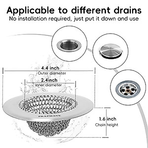 Shower Drain Hair Catcher, Easy Clean Bathtub Drain Hair Catcher, Anti-Slip Hair Catcher Shower Drain, Upgraded 304 Stainless Steel Tub Hair Catcher, Shower Drain Cover for Sink, Bathtub, Drain
