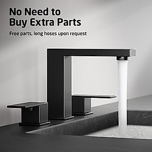 KES Black Bathroom Faucet 8 Inch Widespread Bathroom Faucet 3 Hole Vanity Faucet with Supply Hoses SUS 304 Stainless Steel Matte Black, L4350LF-BK [Fits All States, California Included]