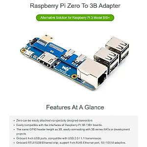 Raspberry Pi Zero to Pi 3B/3B+ Adapter, Based on Raspberry Pi Zero Series to Reproduce Original Appearance of Pi 3B/3B+, Alternative for Raspberry Pi 3 Model B/3B+, Compatible with Pi 3B/ 3B+ HATs