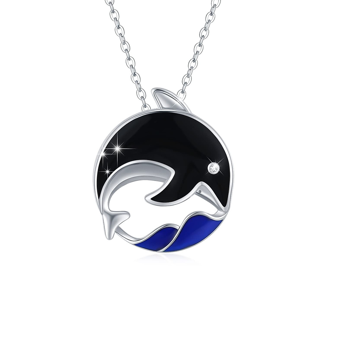 AOVEAO Dolphin Necklace, Whale Necklace 925 Sterling Silver Hawaii Ocean Theme Pendant Necklace Dolphin Whale Jewelry Mother's Day Gifts for Women Girls Birthday