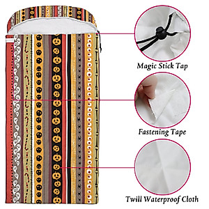 Portable Sleeping Bag Sleep Bag Cover Mat for Travel Camping Hiking Women Men Adult 3 Seasons Vintage Happy Halloween Geometric Stripes