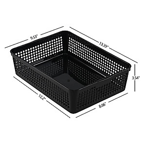 Hayixia 6-Pack Plastic Paper Storage Basket Tray, Organizer Basket Trays, Black