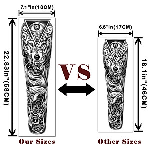 46 Sheets Lion Wolf Full Arm Temporary Tattoo for Women or Men Rose Flower Snake Half Arm Temporary Tattoos for Girls Boys Long Lasting Bird Angel Fake Tattoo for Kids