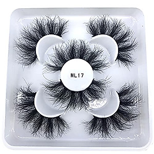 HBZGTLAD Reusable mink eyelashes 25mm lashes fluffy messy 3D mink lashes wholesale 3 pairs natural Long Thick false eyelashes extension (ML17)