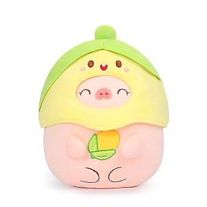 AIXINI Cute Corn Pig Plush Pillow 10" Piggy Stuffed Animal, Soft Kawaii Pig Plushie with Food Outfit Costume, Hugging Plush Squishy Pillow Toy for Kids