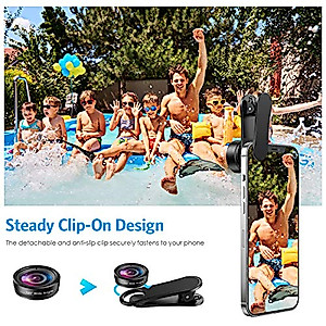 Criacr Phone Camera Lens, 230° Fisheye Lens, 15X Macro Lens, 0.65X Wide Angle Lens, Clip-On 3 in 1 Cell Phone Lens for Live Video, Compatible with iPhone 12 Pro, 11, XR, Samsung, Other Smartphones