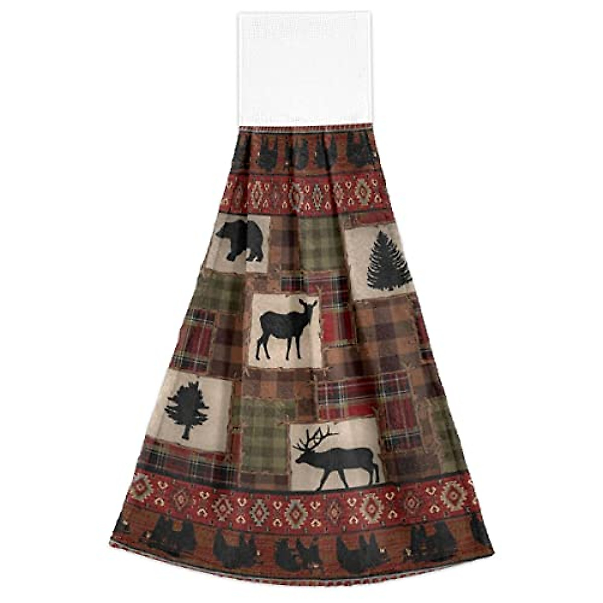 Socira 2 Pack Hanging Tie Towels Set, Farmhouse Cabin Absorbent Kitchen Hand Towels with Loop,Quick Dry Moose Bear Hand Towel for Bathroom Laundry Room Home Decor